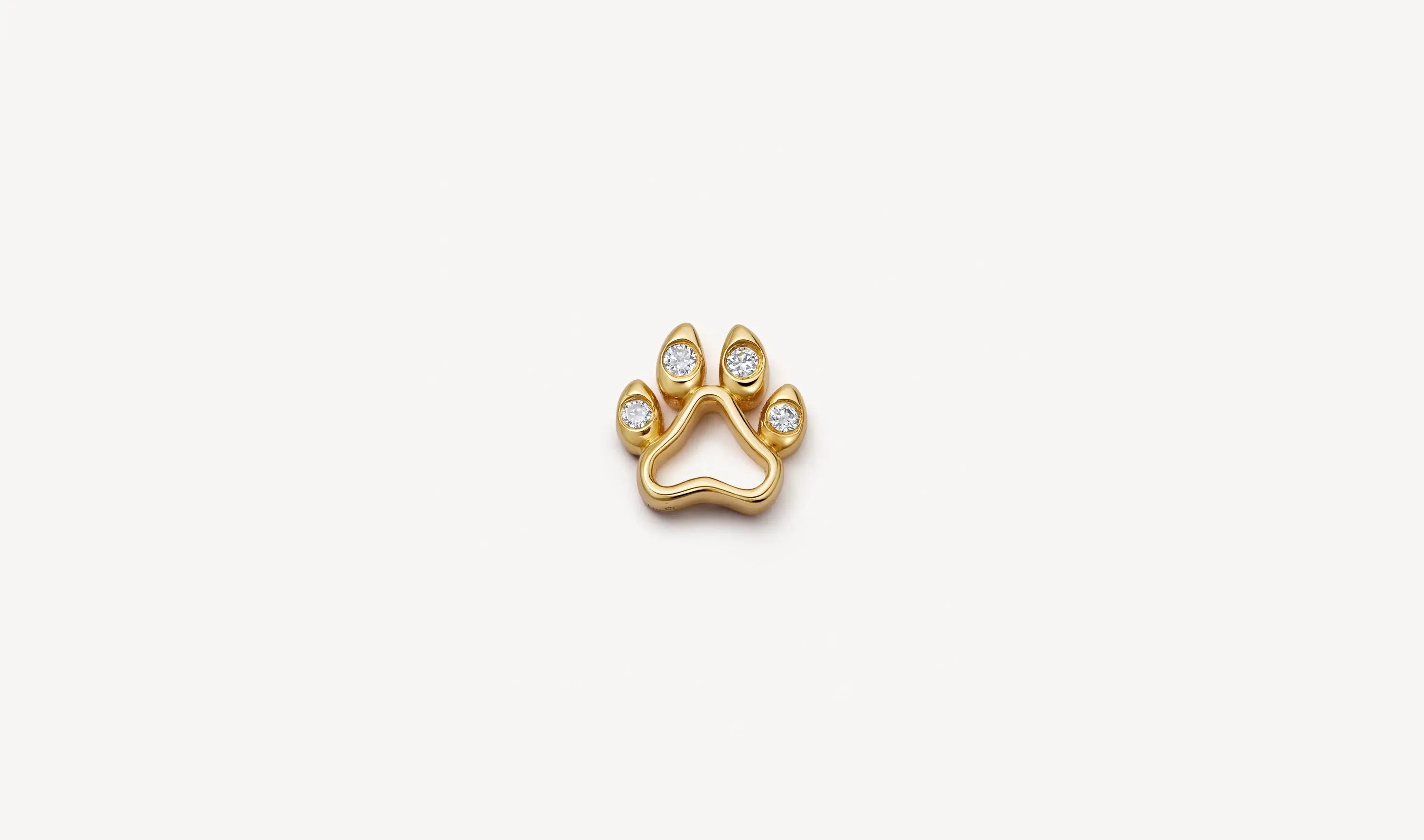 Diamond Dog Paw Charm | 18k Yellow Gold | Loquet London