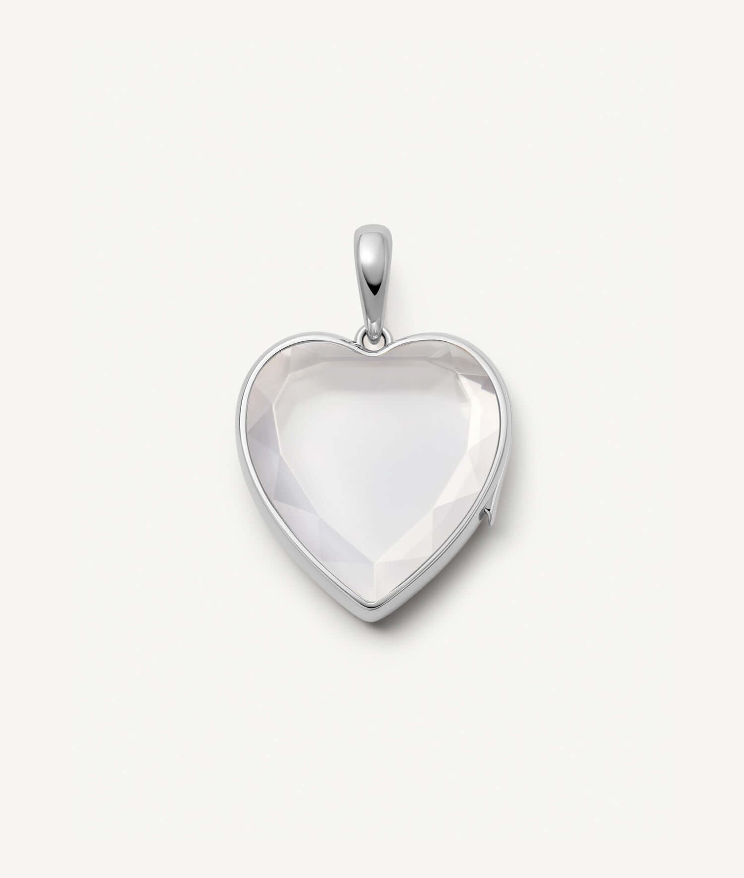 Large Heart Locket with Sapphire | 14k White Gold | Loquet London